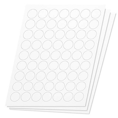 `-12 SHEETS- 756 1 INCH ROUND CIRCLE WHITE STICKERS FOR INKJET and ...