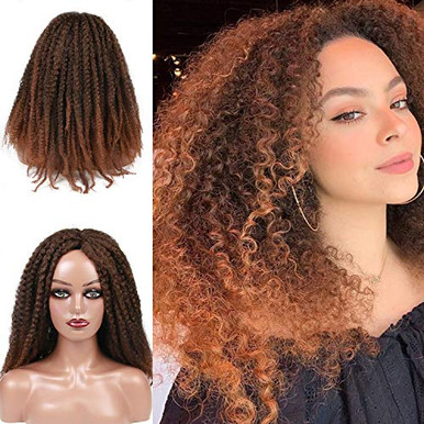 Afro Kinky Marley Braids Black Ombre Brown Hair Wig Kinky Marley ...
