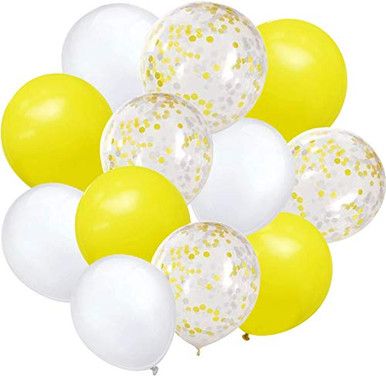 Kubert White Yellow Balloons and Yellow White Confetti Balloons Bumble ...