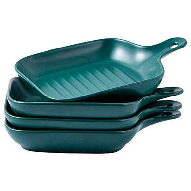 Bruntmor Set Of 4 Matte Glaze Ceramic Food Serving Plate With Skillet ...