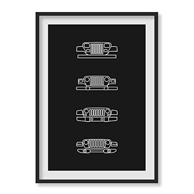 Jeep Wrangler Generations -YJ TJ JK JL- Shadow Line Inspired Poster ...
