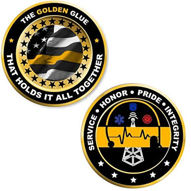 Dispatcher Challenge Coin Thin Gold Line - Thin Yellow Line - Challenge ...