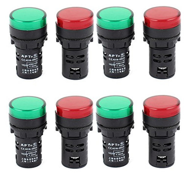 uxcell AC/DC 110V 20mA LED Indicator Light Pilot Signal Lamp Red Green ...