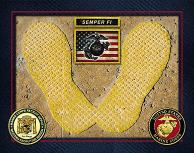 USMC Authentic MCRD San Diego Yellow Footprint Photo with USA EGA Flag ...