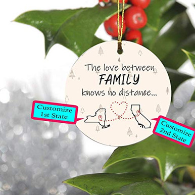 Long Distance Relationship Christmas Ornament Customize Two State Map ...