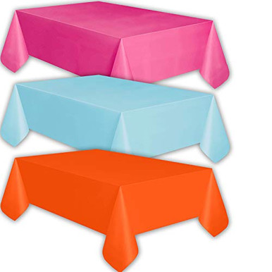 12 Plastic Tablecloths - Hot Pink Baby Blue Orange - Premium Thickness ...