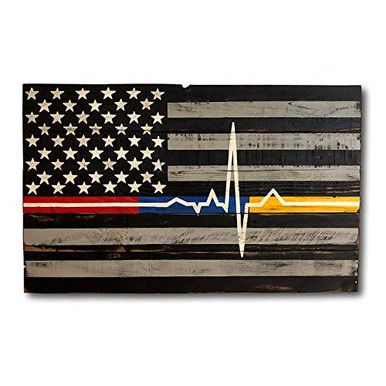 NOT BRANDED 30x46cmPolice Fire EMS Dispatch Wood Flag Paramedic Flag ...