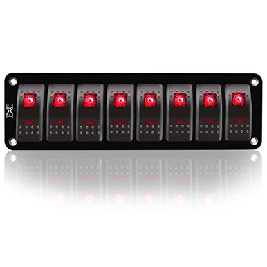 FXC Rocker Switch Aluminum Panel 8 Gang Toggle Switches Dash 5 Pin ON ...