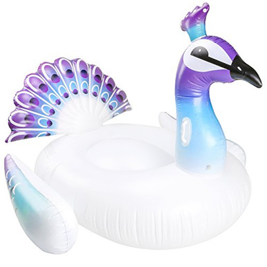 HeySplash Giant Inflatable Swimming, Pool Float Peacock Ride On Pool ...