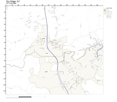 ZIP Code Wall Map of Dry Ridge KY ZIP Code Map Not Laminated ...