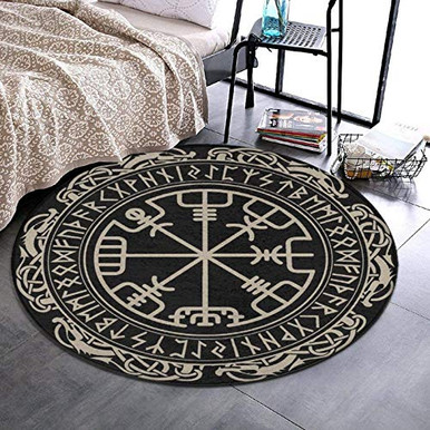 Fashion Round Area Rug Throw Rugs Non-Slip Floor Carpet Black Celtic ...