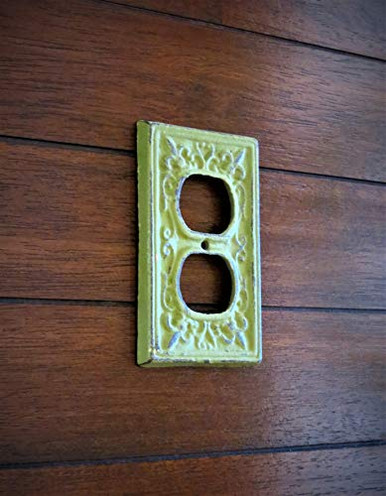 Decorative Electrical Outlet Plate Plug-in Cover Fleur de Lis Cast Iron ...