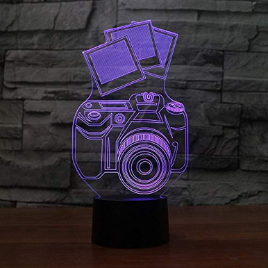 WisdomMi Led Light Card Camera 3D Visual Night Lights Led 7 Color ...