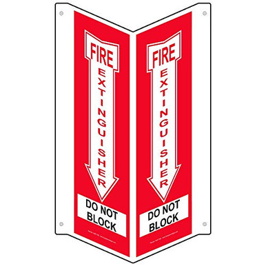 Fire Extinguisher Do Not Block Wall Sign Triangle Projection-Mount 14x4 ...