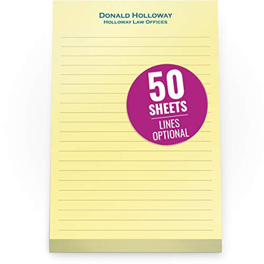 Custom Printed Yellow Notepads 5 x 7 inches - Colorful Memo Pads ...
