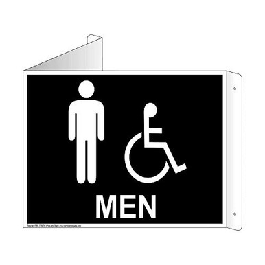 Men Restroom Wall Sign Triangle Projection-Mount 9x7 inch Black ...