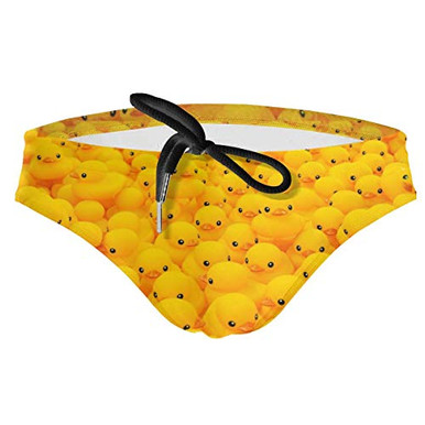 Mens Yellow Rubber Duck Cartoon Bikni Swim Briefs Swimsuit Nylon Solid ...