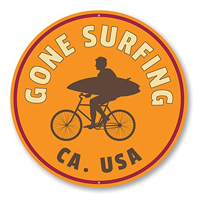 Gone Surfing USA Sign Surfing California Sign Surfer Gift Aluminum Sign ...