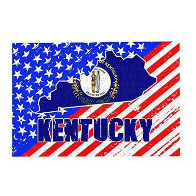 Flag Map of Kentucky Adult Children Custom Puzzles Jigsaw Puzzle for ...