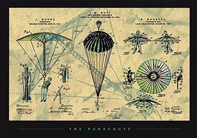 Buyartforless The Parachute Patent 36x24 Art Print Poster Skydiving ...