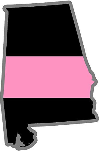 3 inch Alabama AL Thin Pink Line State Shape American Flag Breast ...