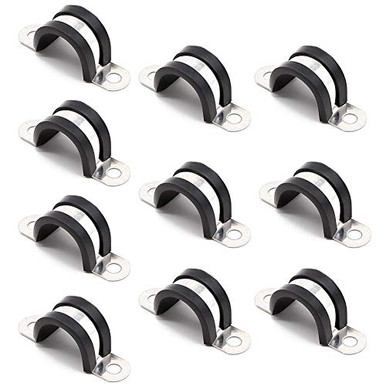 10 Pieces 8mm U-Pipe Clips with Rubber Cushioned Cable Clamp Rubber ...