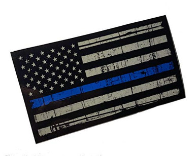LARGE 5x3 inch reflective Tattered 3M Thin Blue Line Decal Sticker ...