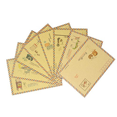 Honbay 40PCS 8 Different Styles Open Side Envelopes Vintage Kraft Paper ...