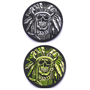 Bundle 2 Pieces Indian Features Patch Chief Head Skull Emblem ...