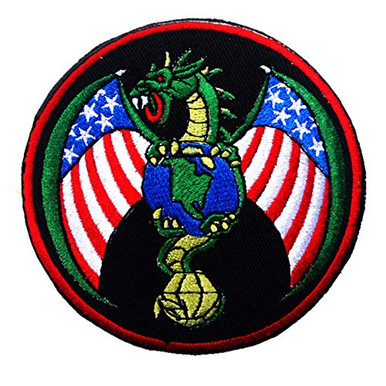 US AIR Force Dragon Flag Morale Tactical Patch Embroidered Applique Attachment Fastener Hook and ...