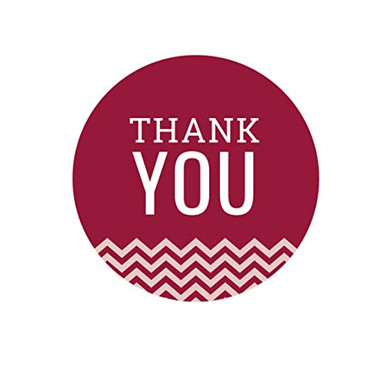 Andaz Round Circle Gift Label Stickers Chevron Style Thank You Burgundy ...