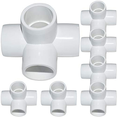 8Pack 1/2Inch 4-Way PVC Fittings Grade SCH40 4Way Furniture PVC Corner ...