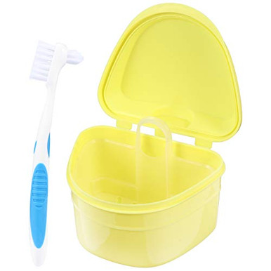HEALLILY Denture Case Dentures Box with Denture Brush Retainer Case ...