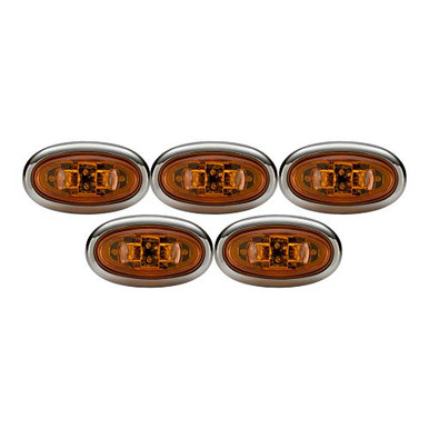 5 AMBER AMBER MINI OVAL 2 LED DIODES 2 inch X 3/4 inch .75 inch ...