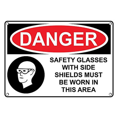 Weatherproof Plastic OSHA Danger Safety Glasses with Side Shields Sign ...