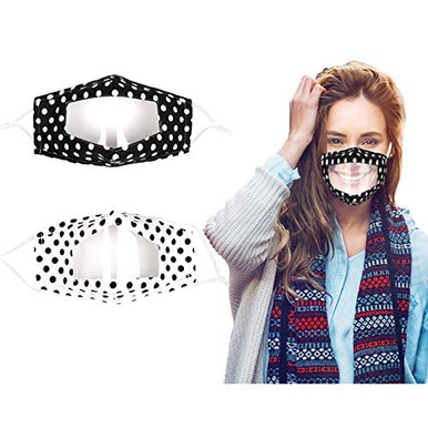 Transparent Designer Face Mask Clear Window Black Dot White Check ...