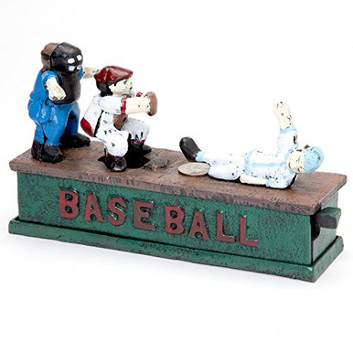 Bits and Pieces - Baseball Mechanical Coin Bank- Collectible Cast Iron ...