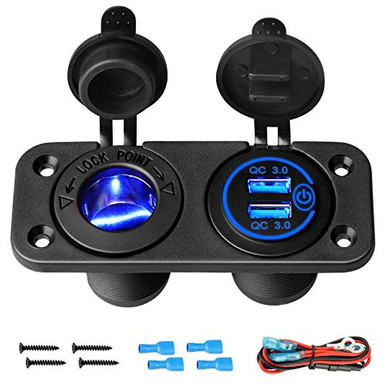 Upgraded 12V Marine USB Outlet Socket Panel with LED 2 in 1 Cigarette ...