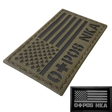 Ranger Green Infrared USA Flag OPOS O Plus Blood Type NKA NKDA IR ...