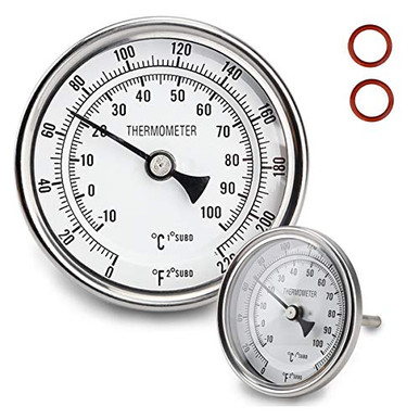 Dial Thermometer 1/2 NPT Thread Pot Thermometer 304 SS Kettle ...