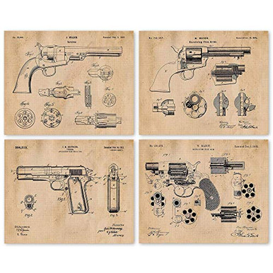 Vintage Colt and Peacemaker Gun Patent Poster Prints Set of 4 -8x10 ...