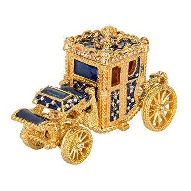 QIFU Vintage Hand Painted Royal Carriage Hinged Jewelry Trinket Box ...
