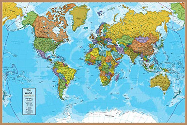 Waypoint Geographic Blue Ocean World Wall Map -24 inch x 36 inch ...