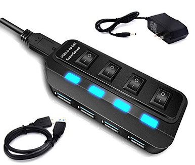 USB Hub 4 Port 5Gbps High Speed USB 3.0 Hub Self-Powered Bus Power ...