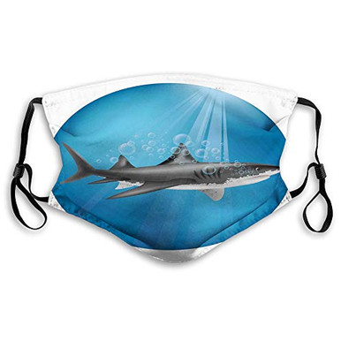Shark in Sea with Sun Rays in Circle Aquatic UnderwaterFace Mask ...