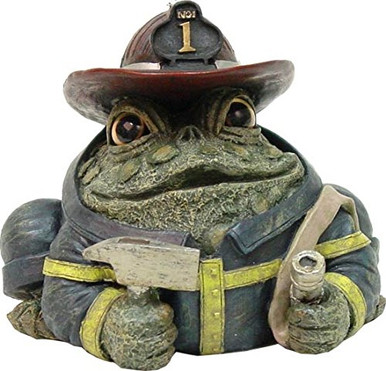 Homestyles Toad Hollow 94049 Figurine Fireman in Fire Chief Helmet and ...