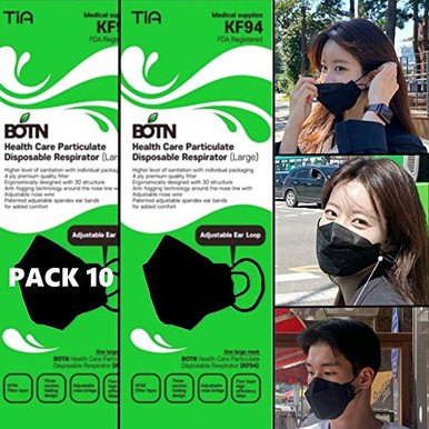 Pack of 10 Black -BOTN KF94 MASK- BOTN Black KF94 Face Mask Made in ...