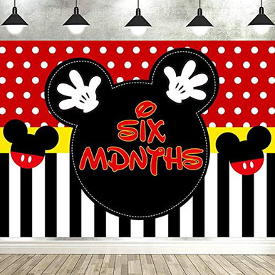 7x5FT Mickey Mouse Six Months Photography Backdrop Mickey Half Birthday ...