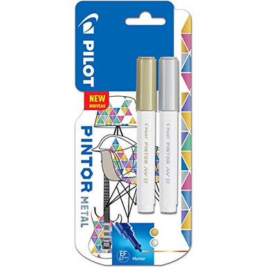 Pilot Pintor Extra Fine Line Bullet Point Marker 2.3mm Tip- Gold and ...