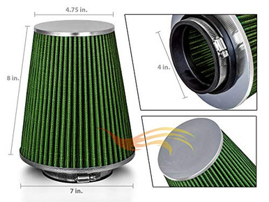 GREEN 4 inch 102 mm Inlet Truck Cold Air Intake Cone Replacement ...